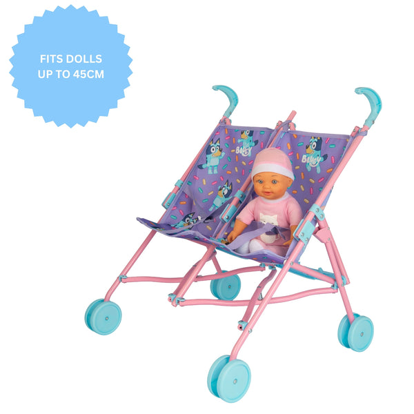 Bluey Buddy Buggy Twin Dolls Stroller – Foldable & Lightweight - Wowow Toys