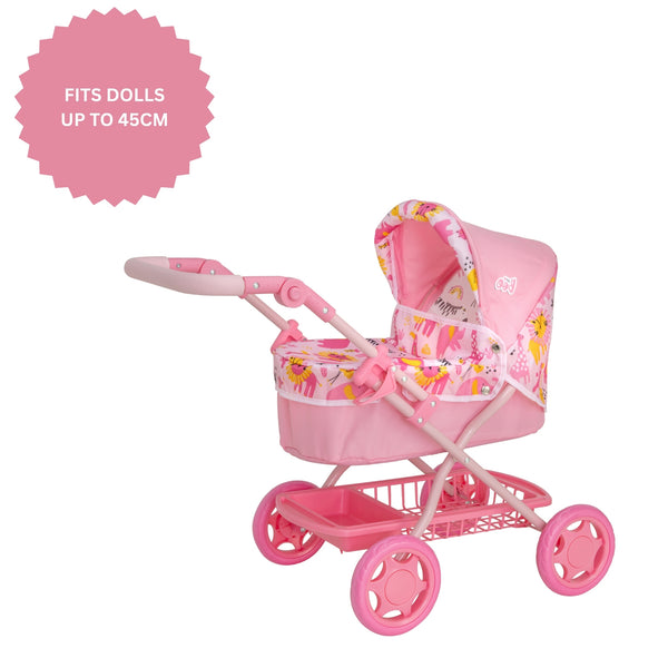 BabyBoo Junior Roamer Dolls Pram - Pink Jungle - Wowow Toys